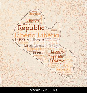 Liberia shape on gradient background. Country map with scratch texture ...