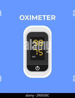Oximeter, blood saturation monitor vector icons, colorful glossy ...