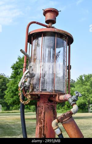 Vintage rusty metal petroleum station pump Stock Photo - Alamy