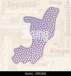 Congo country shape word cloud. Typography style country illustration ...