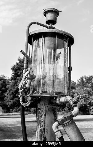 Vintage rusty metal petroleum station pump Stock Photo - Alamy