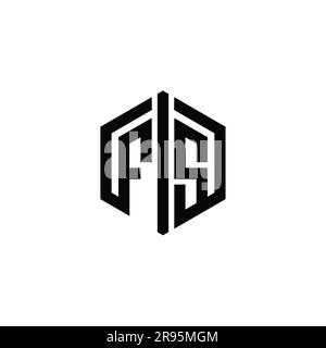 FS Letter Logo monogram hexagon shield shape crown castle geometric ...