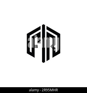 FR Letter Logo monogram hexagon shield shape crown with sharp style ...