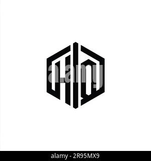 HQ Letter Logo monogram hexagon shield shape crown with sharp style design template Stock Photo ...