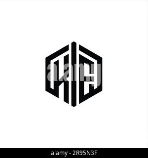 KE Letter Logo monogram hexagon shape with connect outline style design template Stock Photo - Alamy