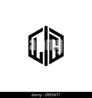 LG Letter Logo monogram hexagon shape with triangle outline sharp slice ...