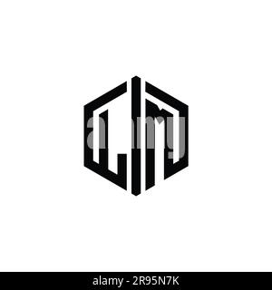 LM Letter Logo monogram hexagon shape with triangle outline gaming style design template Stock ...
