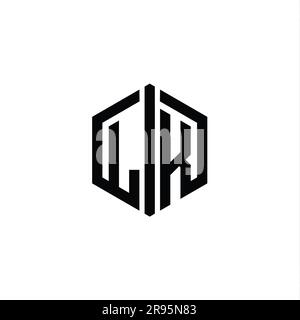 LK Letter Logo monogram hexagon shield shape crown castle geometric ...