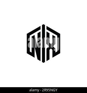 NX Logo monogram hexagon shape with geometric abstract isolated outline ...