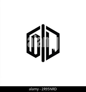 OL Letter Logo monogram hexagon shape with triangle outline sharp slice style design template ...