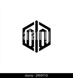 QQ Letter Logo monogram hexagon shape with ornament abstract isolated outline design template ...