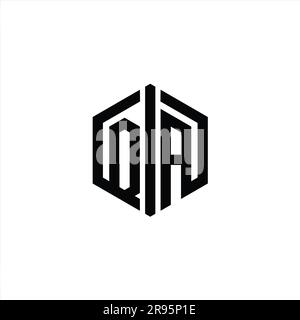 QA Letter Logo monogram hexagon shape with connect outline style design template Stock Photo - Alamy