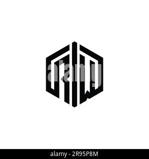 RW Letter Logo monogram hexagon shape with triangle outline sharp slice ...