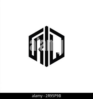 RL Letter Logo monogram hexagon shape with connect outline style design ...