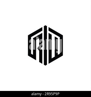 RU Letter Logo monogram hexagon shape with ornament abstract isolated ...