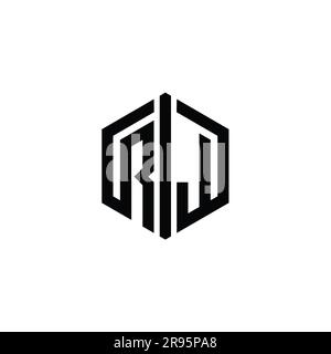 RJ Letter Logo monogram hexagon shape with ornament abstract isolated ...
