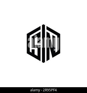 SN Letter Logo monogram hexagon shape with triangle outline sharp slice ...