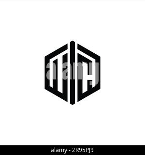 UC Letter Logo monogram hexagon shape with connect outline style design ...