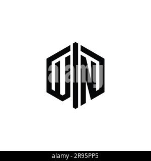 VN Letter Logo monogram hexagon shape with triangle outline sharp slice style design template ...