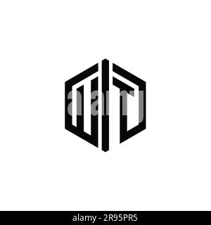 UT Letter Logo monogram hexagon shape with ornament abstract isolated outline design template ...