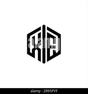 XE Letter Logo monogram hexagon shape with ornament abstract isolated outline design template ...