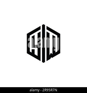 YW Letter Logo monogram hexagon shape with ornament abstract isolated outline design template ...