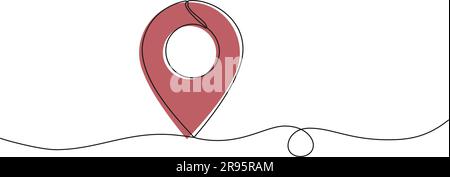 Continuous editable line drawing of map pin icon. One line drawing ...
