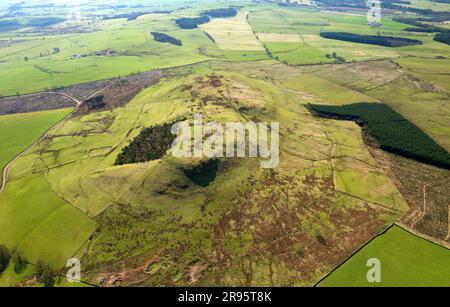 Burnswark Iron Age hillfort near Lockerbie. Seen from north showing ...