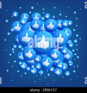 Lots of Like Buttons, Thumbs Up Signs on Yellow Background - Emoticon ...