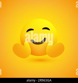 Hugging Face - Emoticon on Yellow Background - Vector Design Stock ...