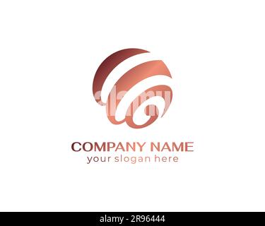 Round spiral ball logo. Creative sphere. Letters W and G. Template for ...