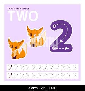 Number 1 trace, Worksheet for learning numbers, kids learning material ...