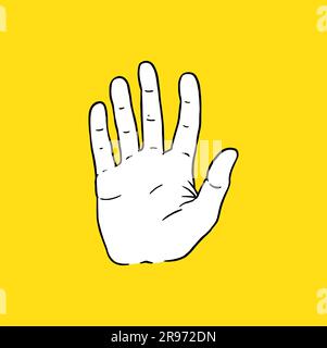 Five Fingers Hand Sign. Detailed Drawing - vector Stock Vector Image ...