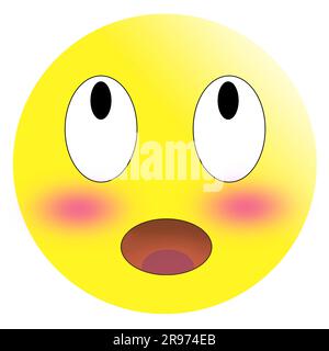 Embarrassed Emoticon with reddened red cheeks on a white background ...