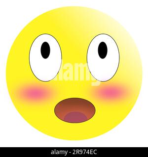 Embarrassed Emoticon with reddened red cheeks on a white background ...
