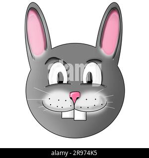 gray rabbit head cartoon isolate Stock Photo - Alamy