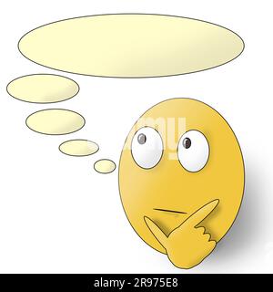 A thinking emoji emoticon smiley face character looking interested with ...