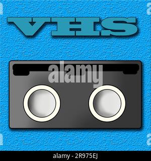 Bright and colorful 1990s retro synth wave themed old black VHS video ...