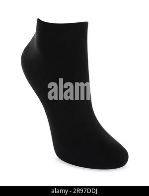 One clean black sock isolated on white Stock Photo - Alamy