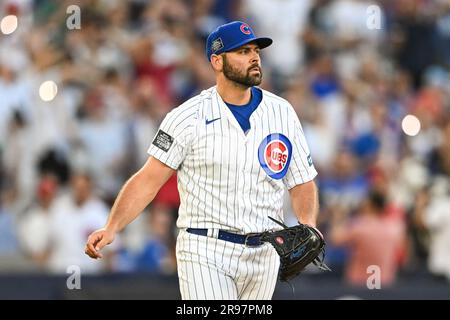 Michael Fulmer #32 of the Chicago Cubs during the 2023 MLB London ...