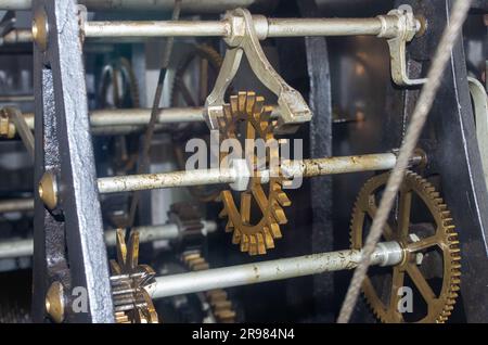 The mechanism inside the tower clock Stock Photo - Alamy