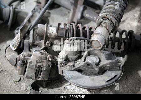 Used old car shock absorbers Stock Photo - Alamy