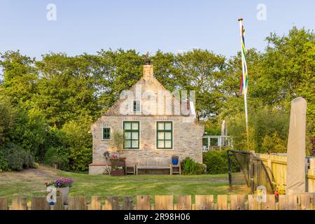 Street view Formerum with traditional farm house at Wadden island ...
