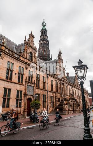 Front view of Leiden City Hall, built in renaissance style in 1597 ...