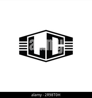 LC Letter Logo monogram hexagon shape with triangle outline gaming ...