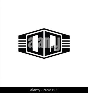 OQ Letter Logo monogram hexagon emblem shape with stripes outline style design template Stock ...