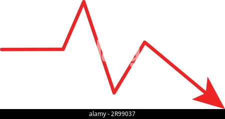 vector illustration of a red arrow trending down Stock Vector Image ...