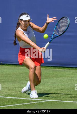 Camila Osorio (COL) playing in a first round qualifying match on day 1 ...