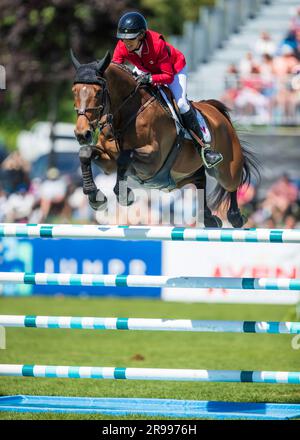 Amy Millar of Canada competes during the FEI Nations Cup in Langley, B ...