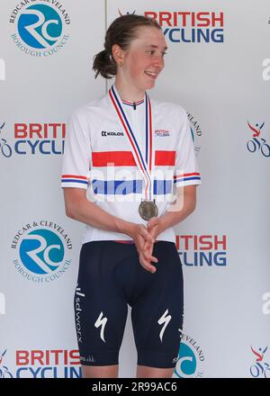 Team SD Worx's Anna Shackley poses with her gold medal after winning the u23 title in the women ...